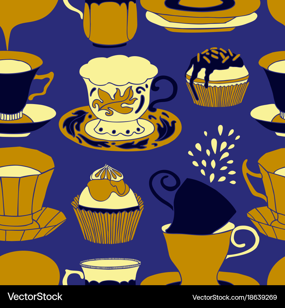 Tea time pattern Royalty Free Vector Image - VectorStock