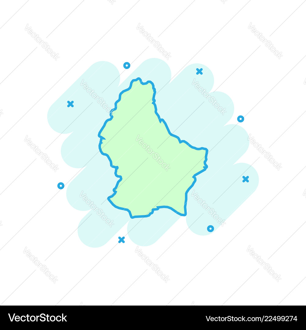 Cartoon luxembourg map icon in comic style Vector Image