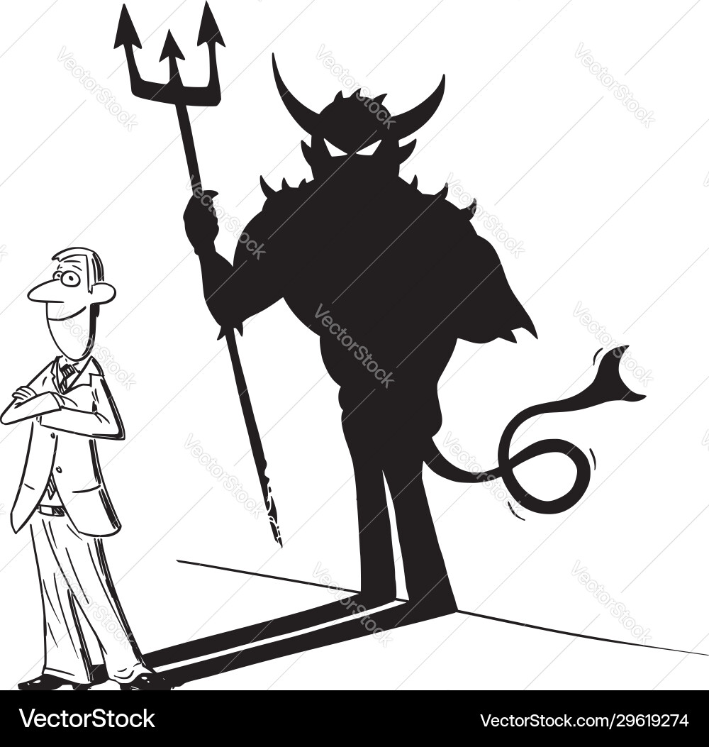 Comic cartoon businessman or man and his devil Vector Image