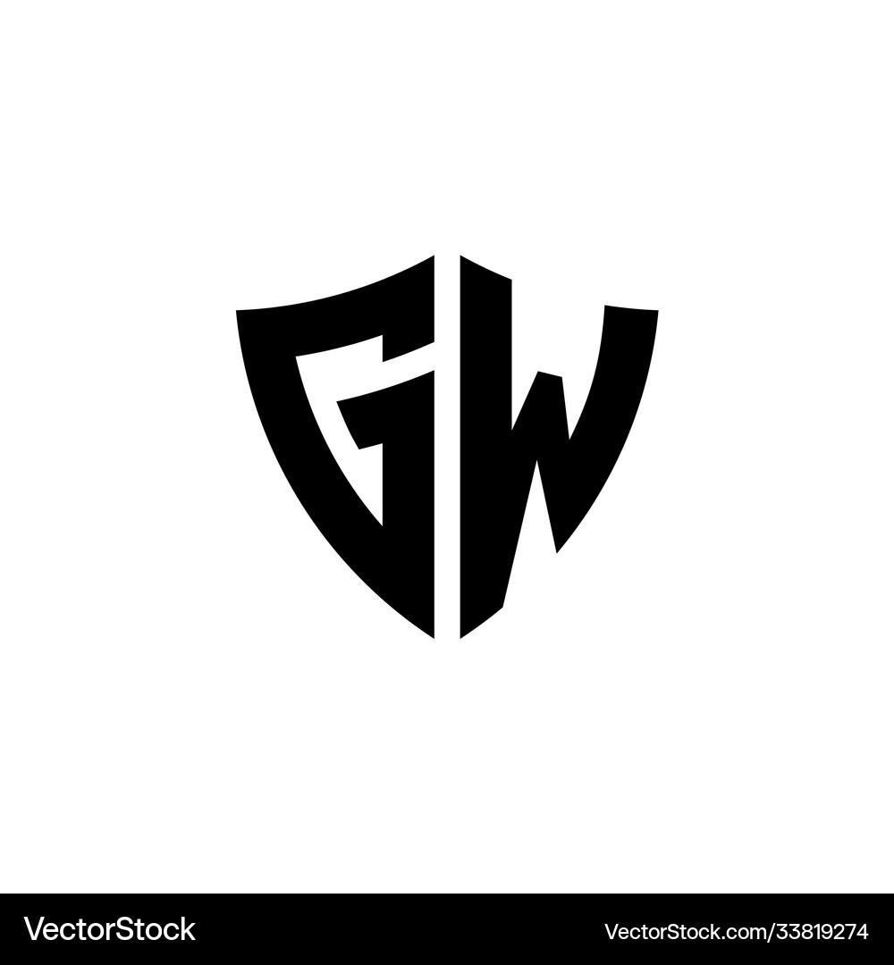 Gw monogram logo with shield shape design template