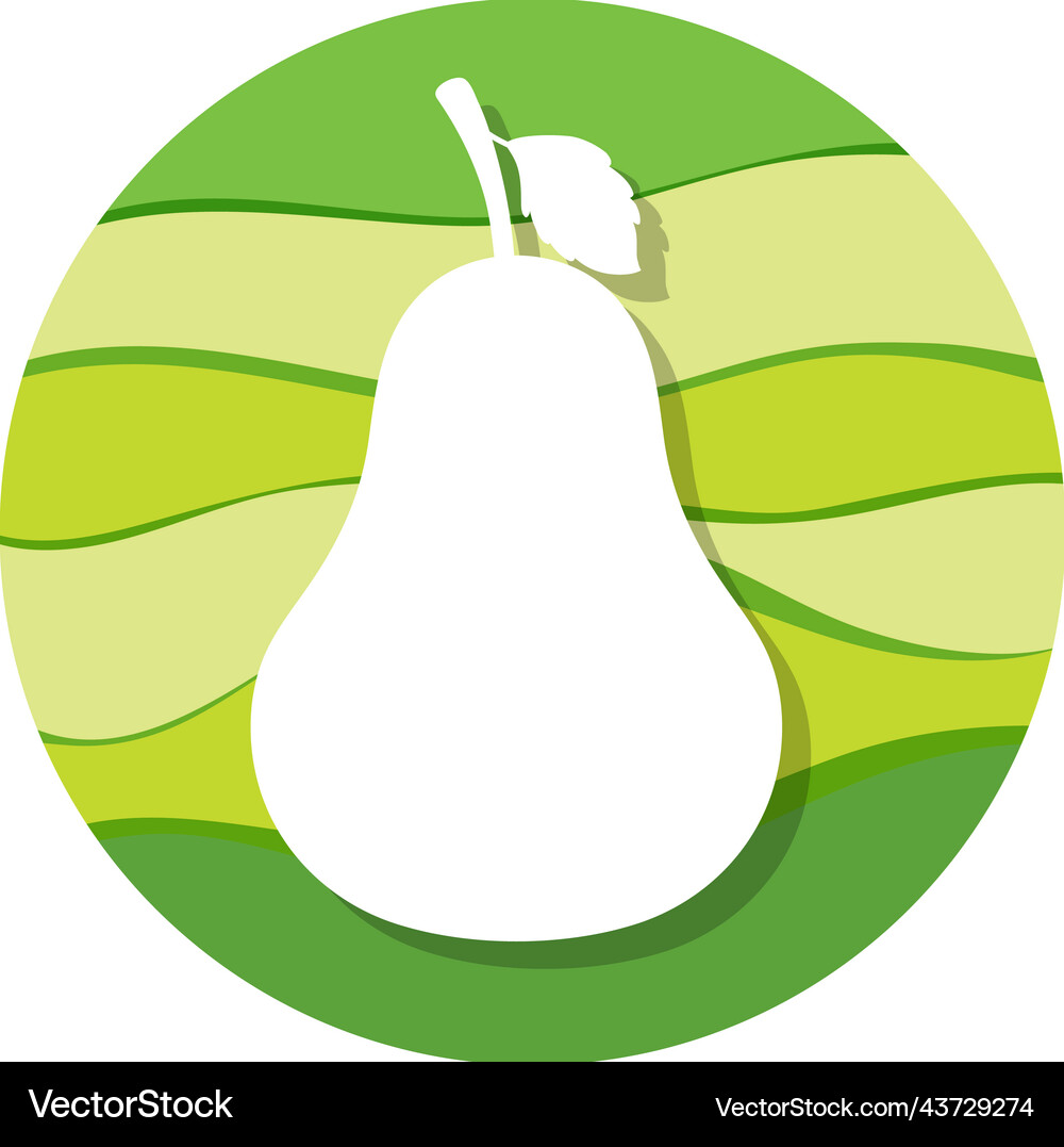 Pear fruit on green circle background Royalty Free Vector