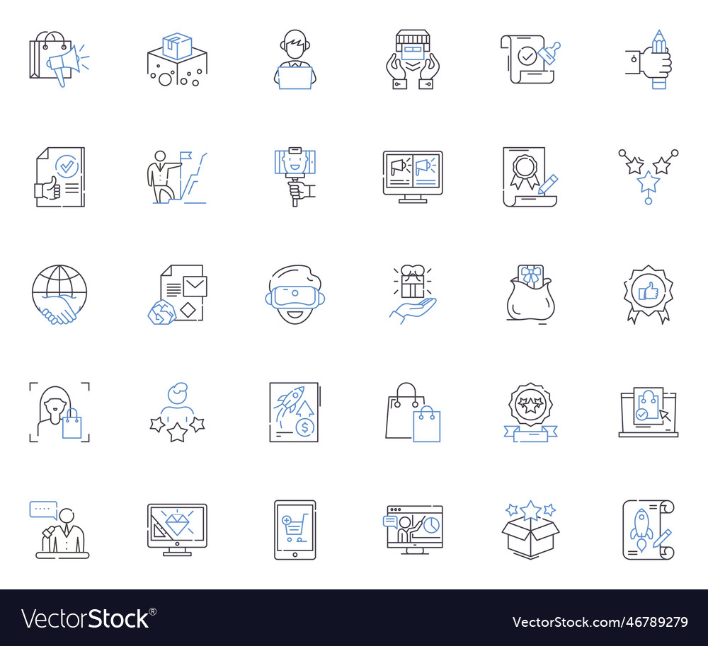 Marketing planning line icons collection strategy Vector Image Marketing planning line icons collection strategy Vector Image