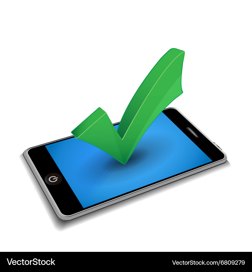 Smartphone with checkmark Royalty Free Vector Image