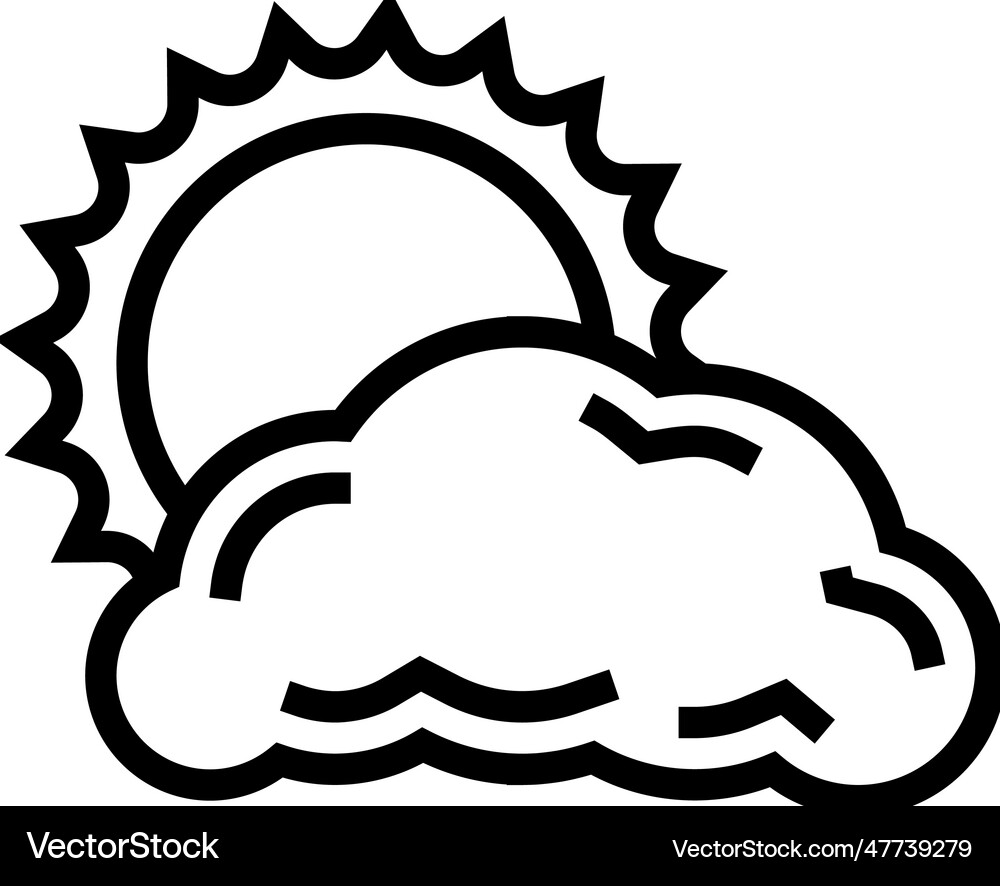 Sun and clouds summer sunlight line icon Vector Image