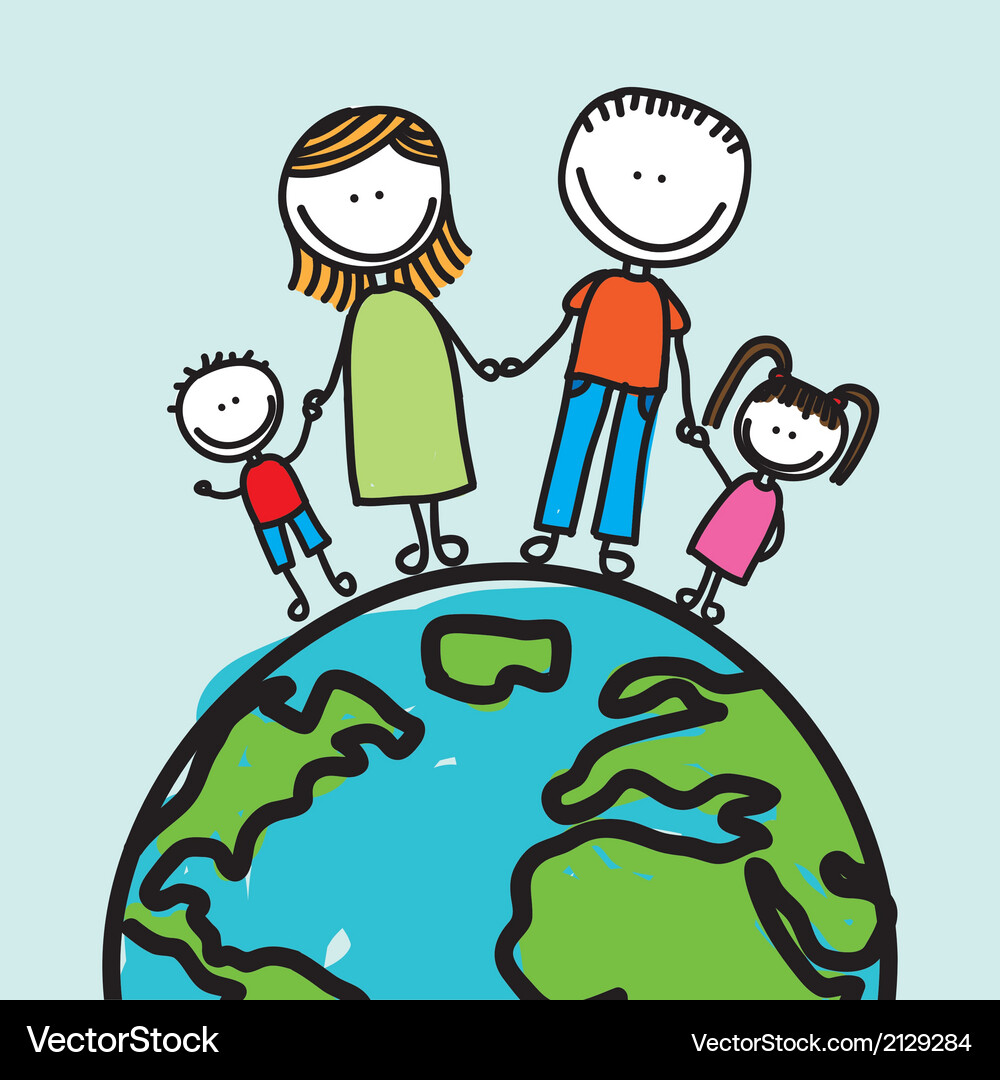 Family design over blue background Royalty Free Vector Image