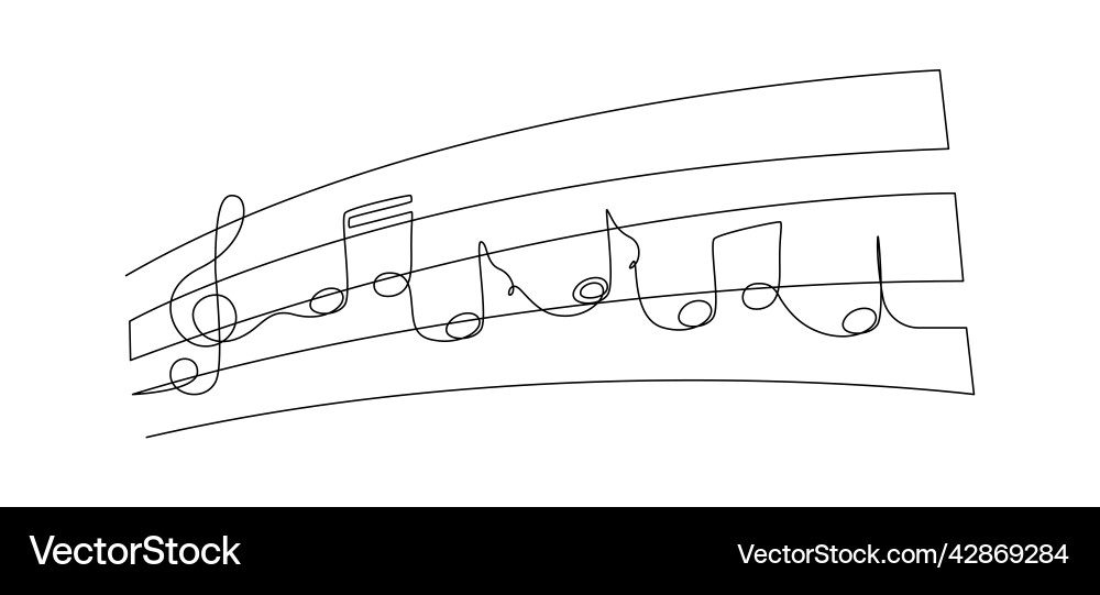 One continuous line drawing of treble clef Vector Image