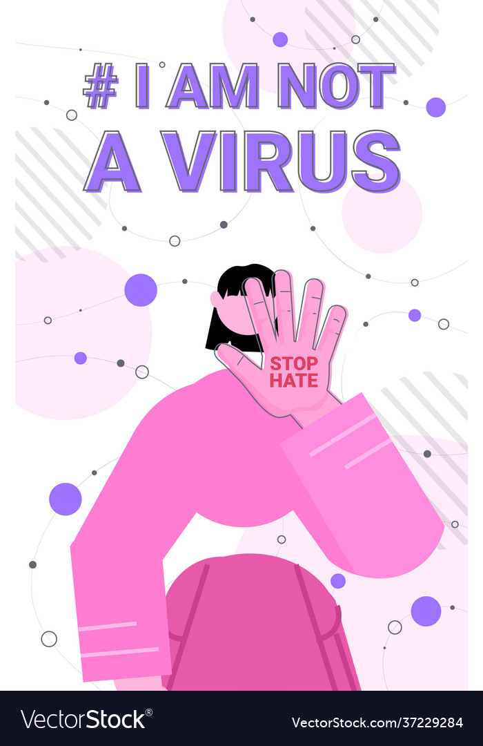 Stop Asian Hate Campaign Woman Protesting Against Vector Image