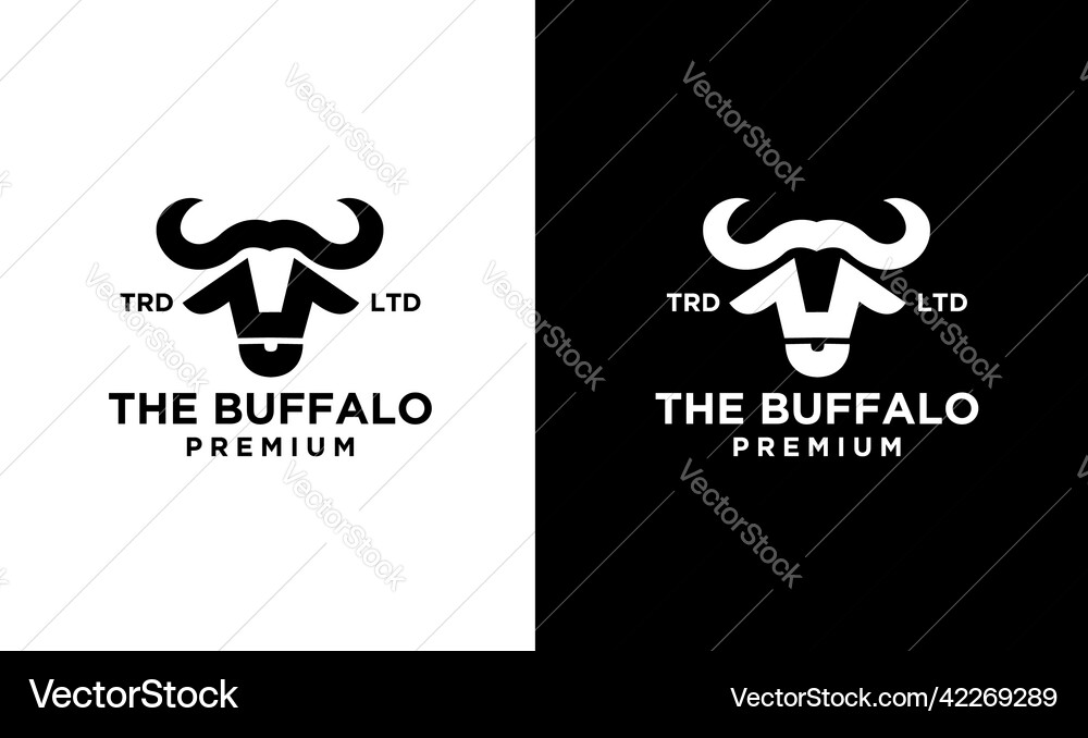 Abstract black buffalo head logo design Royalty Free Vector