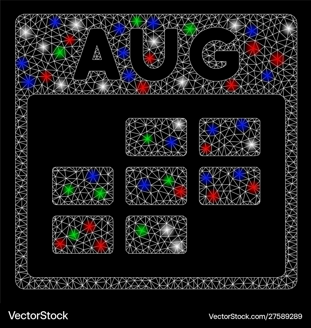 Bright mesh 2d august calendar grid with flare Vector Image