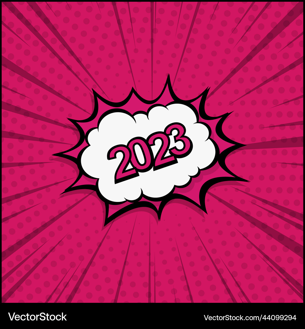 Colorful web template comic zoom new year 2023 Vector Image