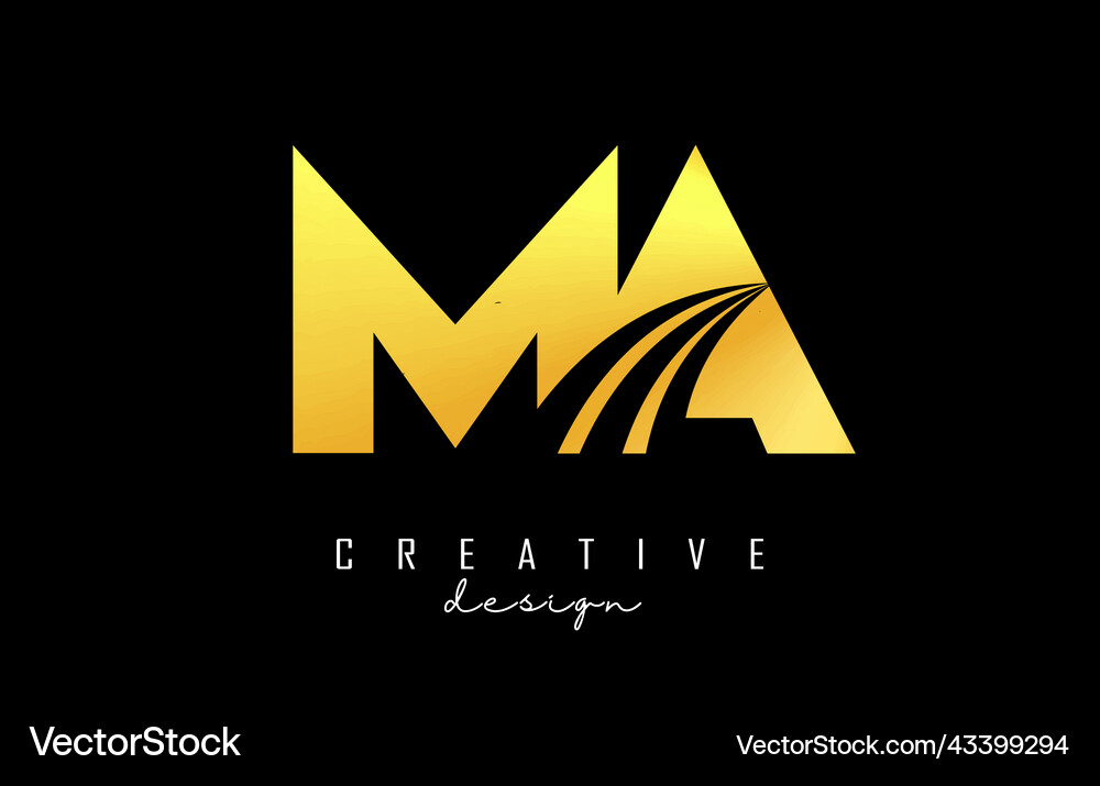 Creative golden letters ma m a logo with leading Vector Image