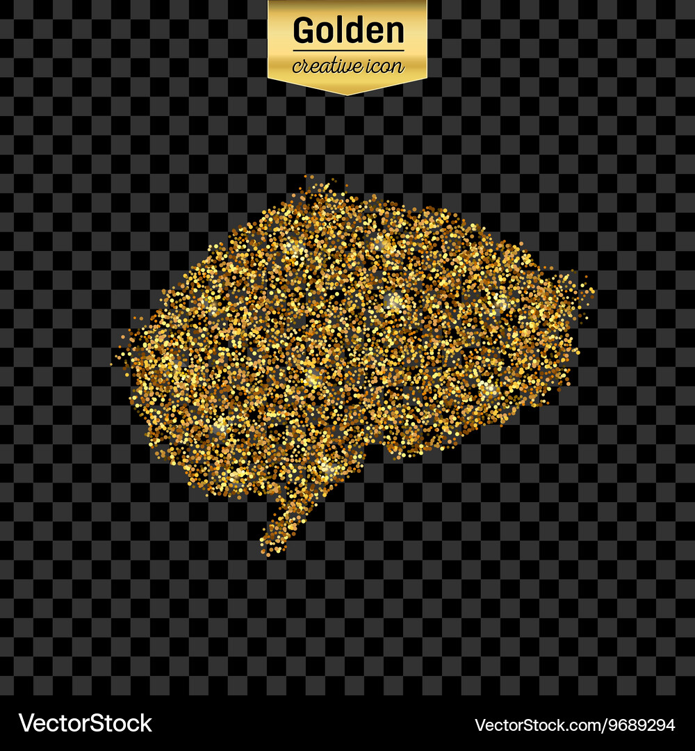Gold glitter icon of brain isolated Royalty Free Vector