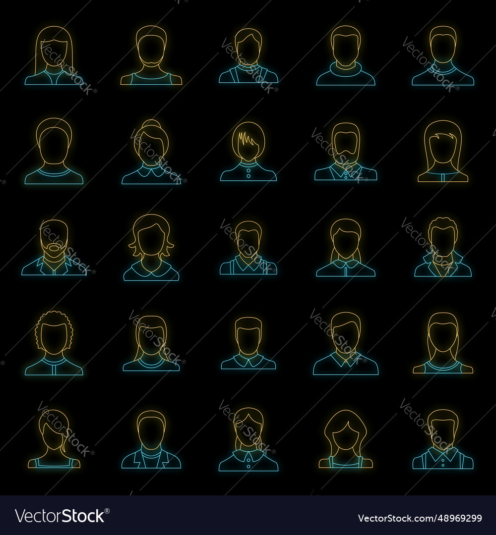 Avatar user icon set neon Royalty Free Vector Image Avatar user icon set neon Royalty Free Vector Image