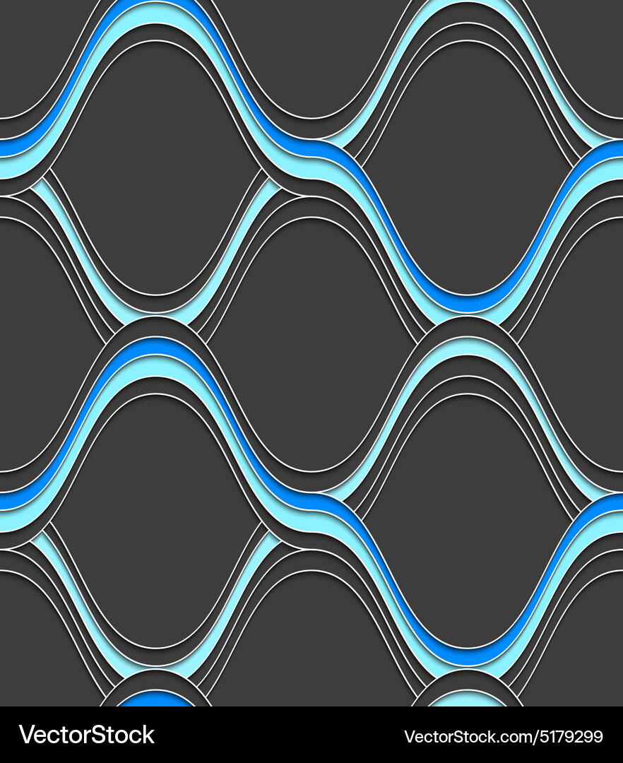 Blue embossed interlocking wavy lines Royalty Free Vector