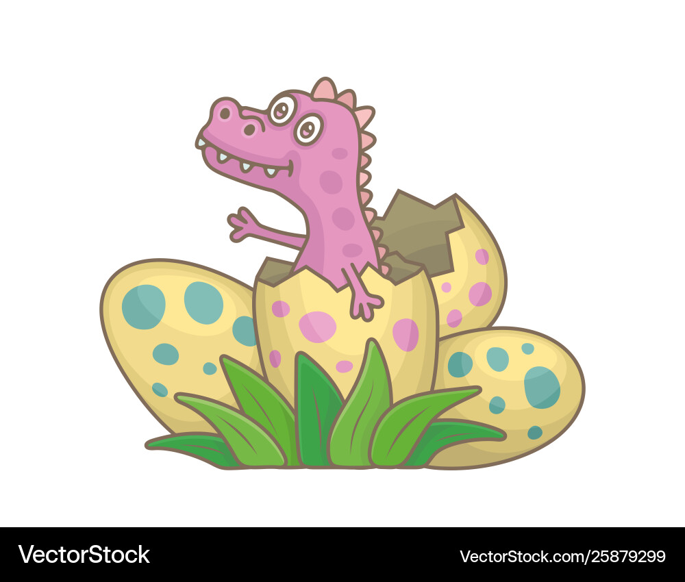 Dinosaur baby hatching from egg Royalty Free Vector Image