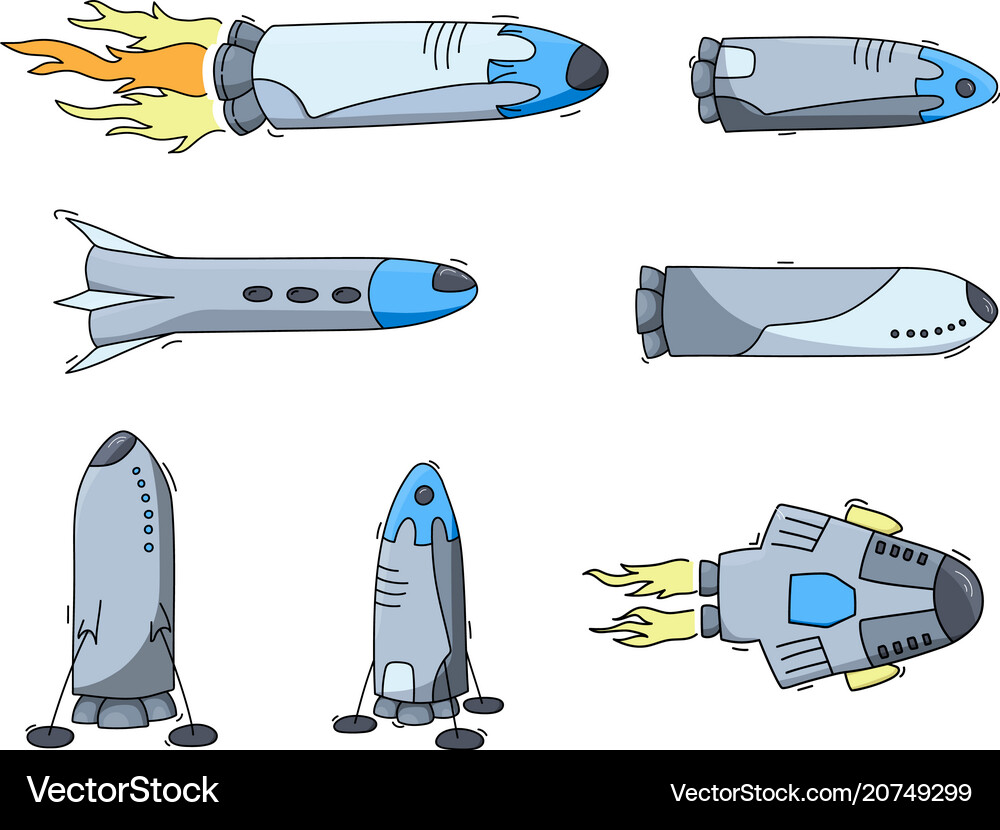 Set of space ship - rocket Royalty Free Vector Image