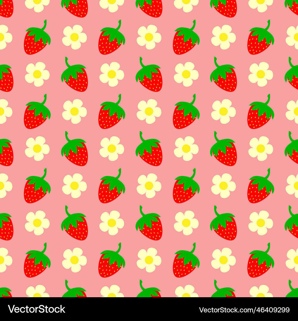 Strawberry Floral Pattern Royalty Free Vector Image