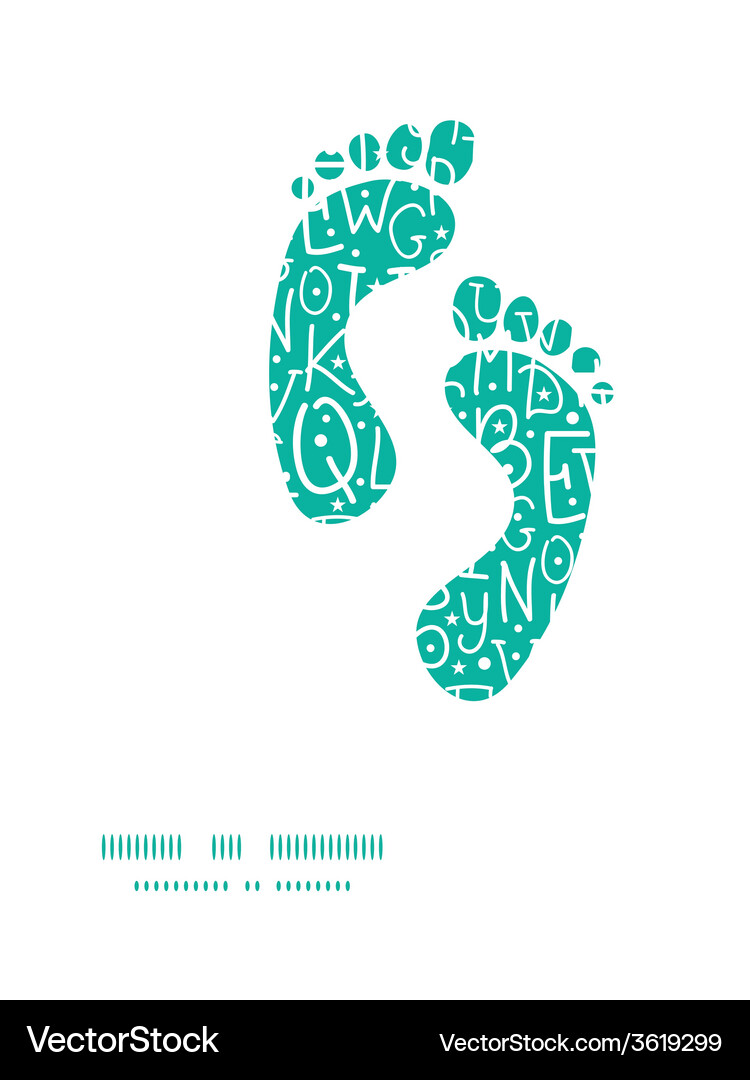 White on green alphabet letters footprints Vector Image