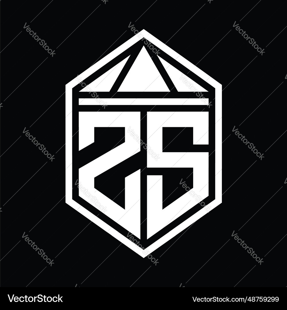 Zs letter logo monogram hexagon shield shape Vector Image