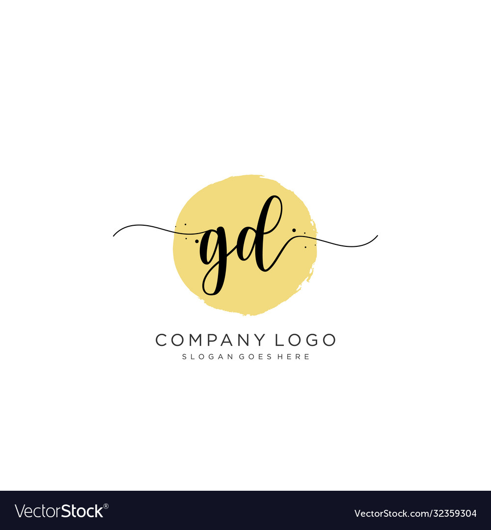 Gd initial handwriting logo design Royalty Free Vector Image