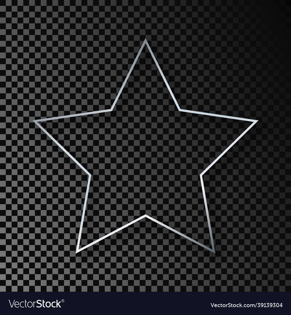 Silver glowing star shape frame with shadow Vector Image