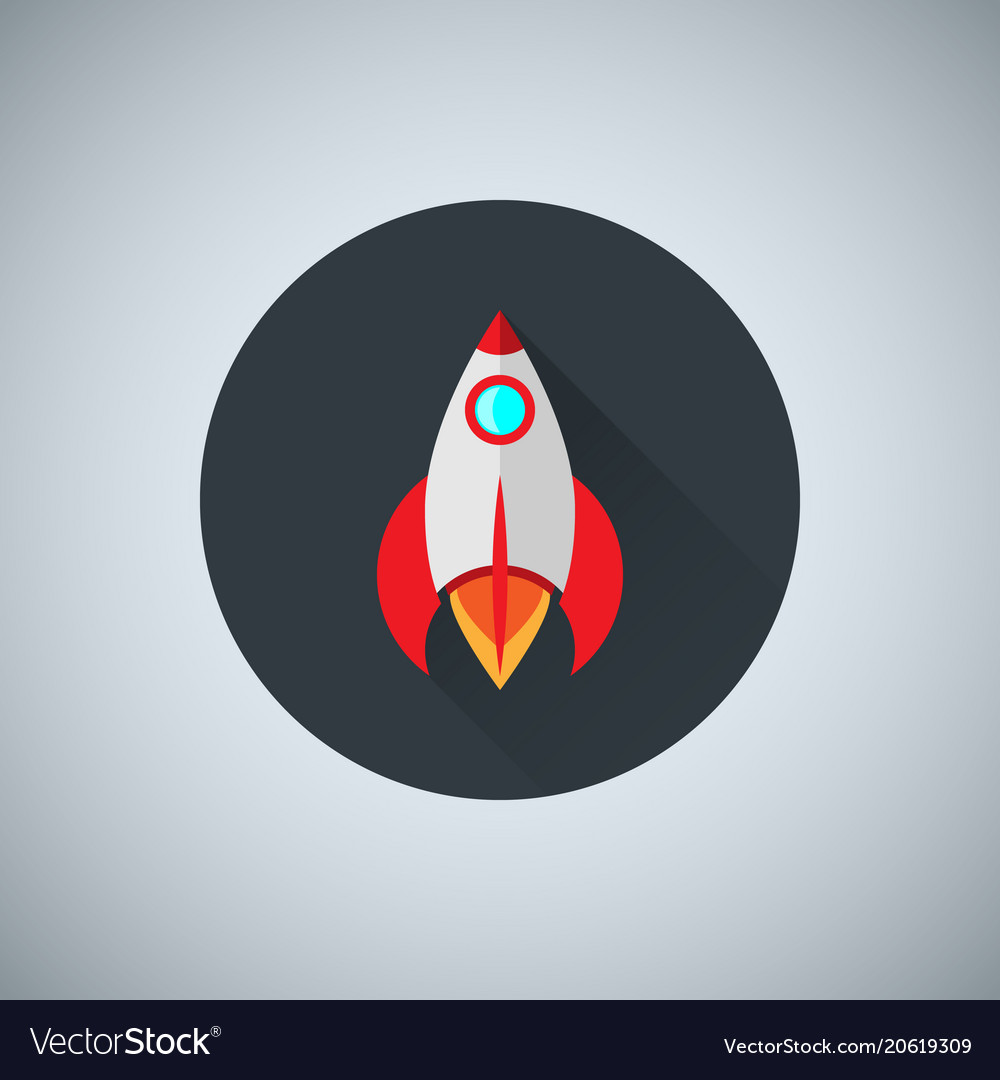 A colored rocket icon in flat design spacecraft Vector Image
