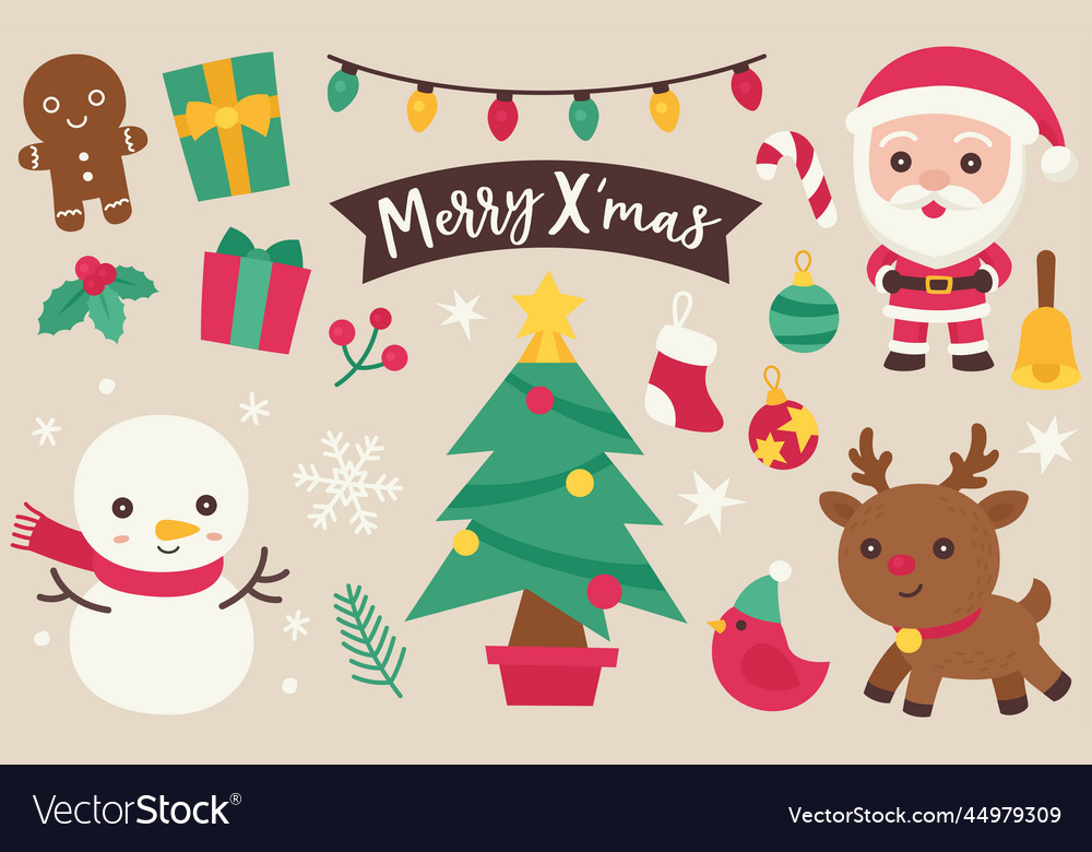 Christmas elements and icons collection Royalty Free Vector