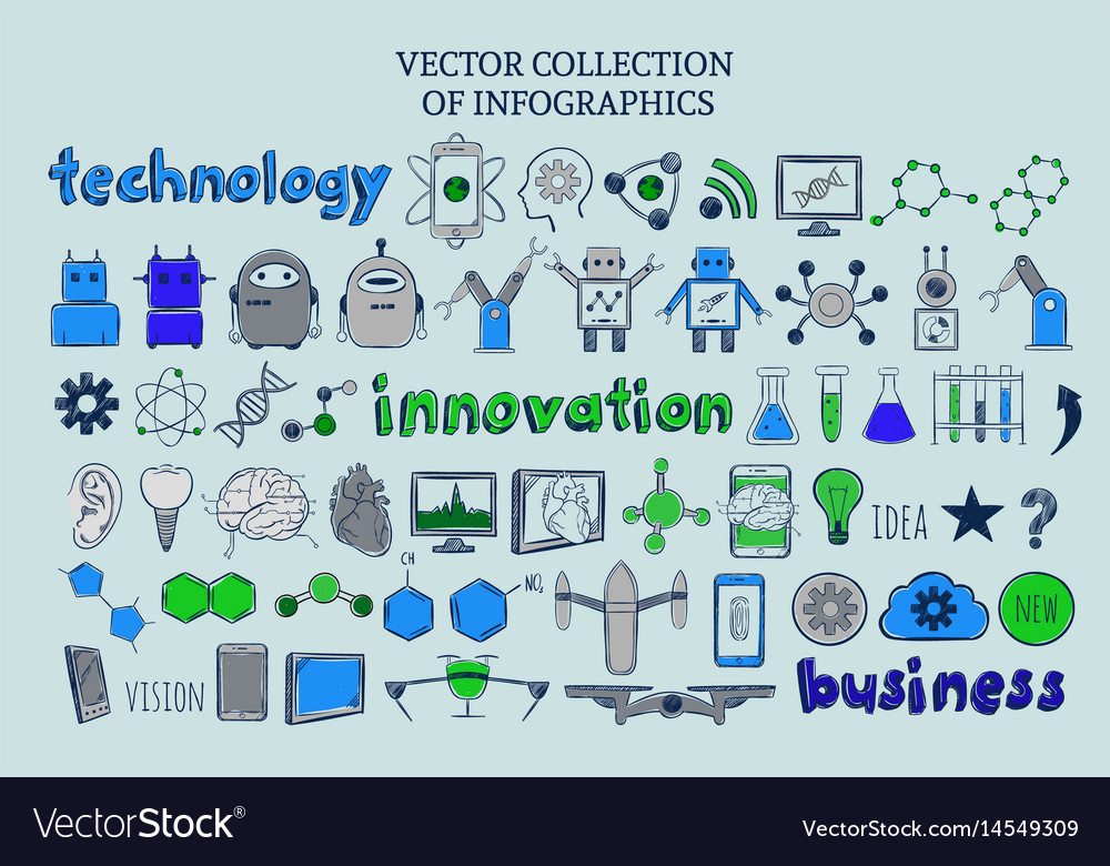 Colored infographic technology elements set Vector Image
