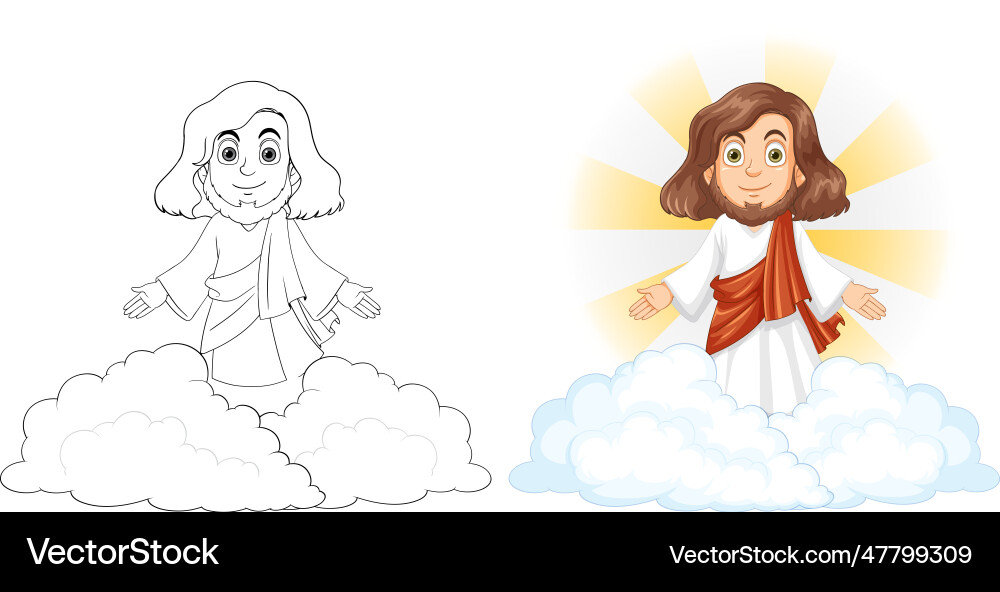 Jesus christ outline for colouring Royalty Free Vector Image