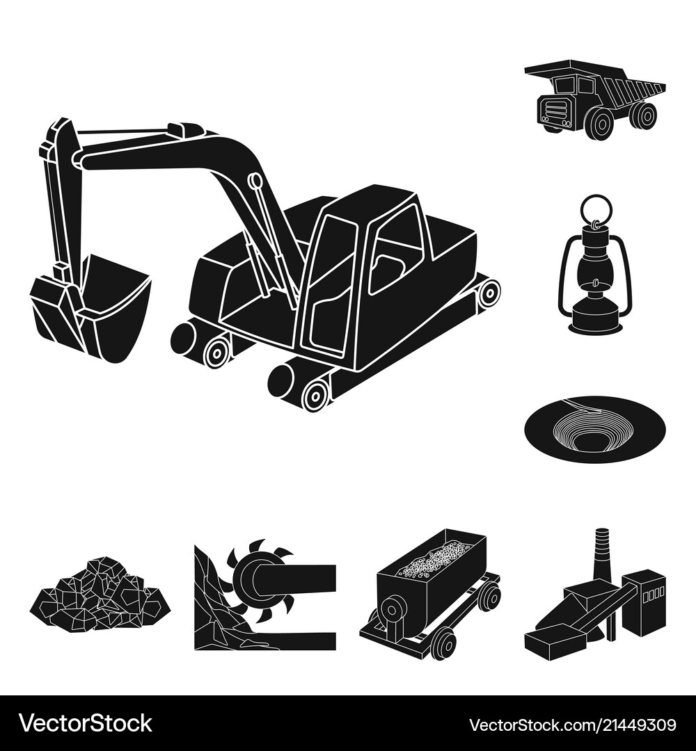 Mining industry black icons in set collection Vector Image