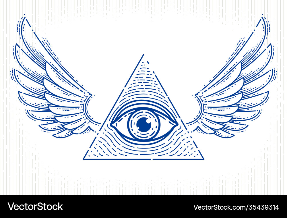 All seeing eye god in sacred geometry triangle Vector Image