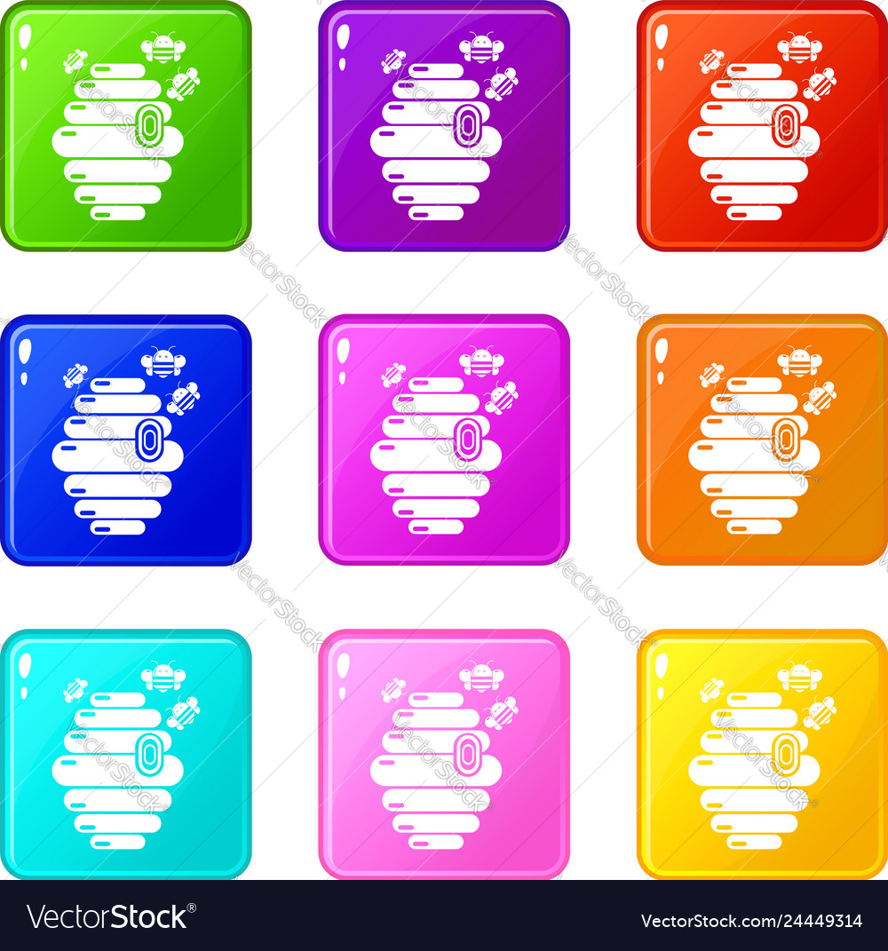 Swarm icons set 9 color collection Royalty Free Vector Image