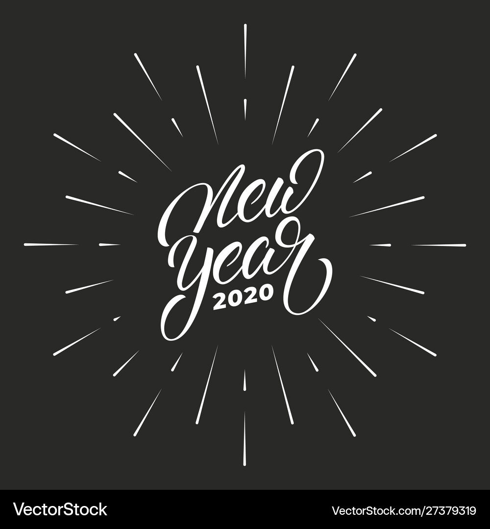 New year 2020 lettering calligraphy label for Vector Image