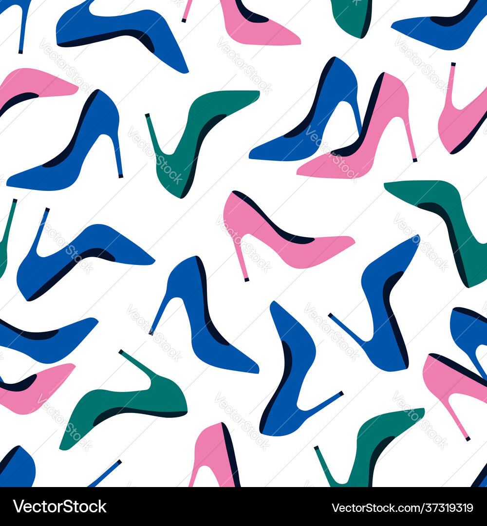 Seamless pattern with fashionable shoes handdrawn Vector Image