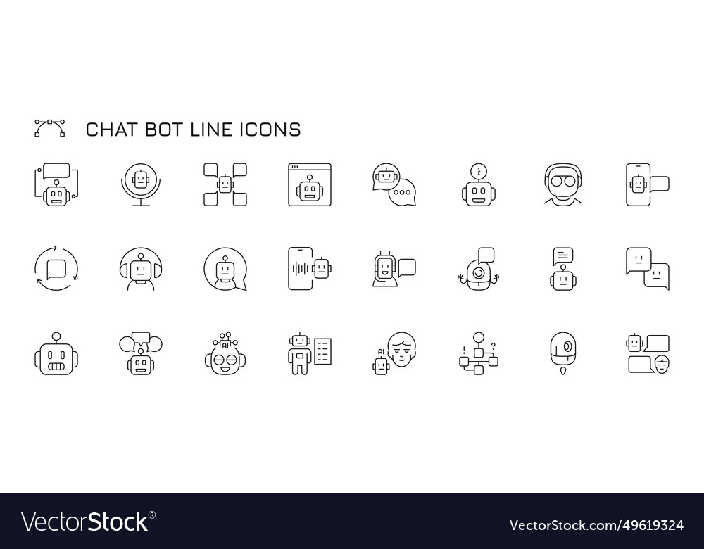 Chat bot line icon simple robotic speech stroke Vector Image