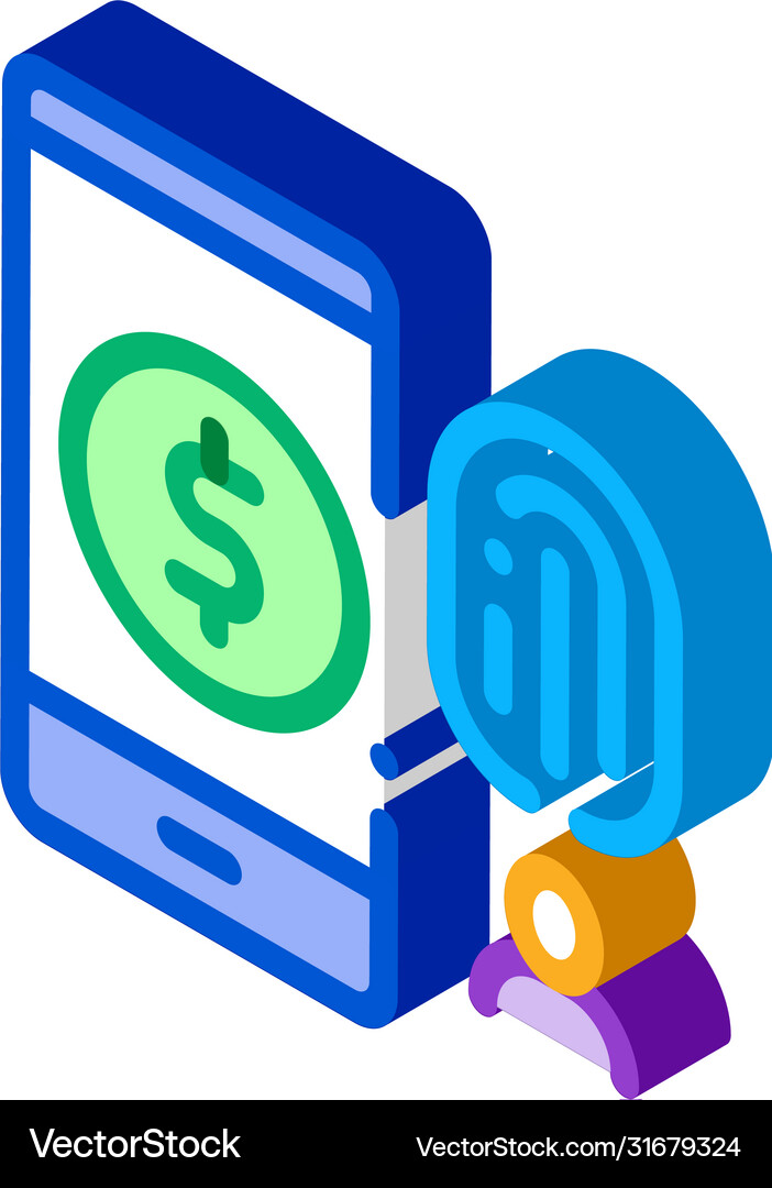 Fingerprint access to accounts isometric icon Vector Image