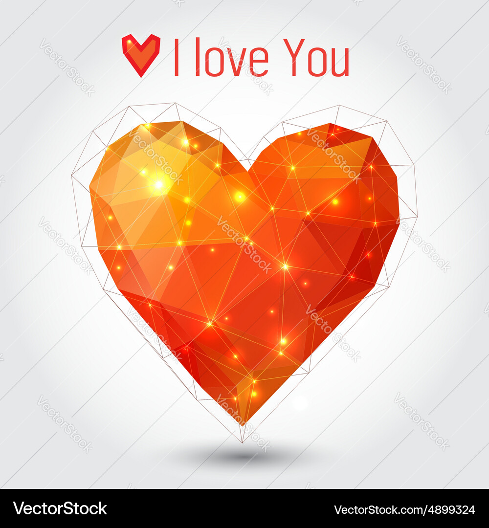 Orange and red triangle heart Royalty Free Vector Image