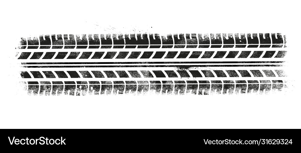 Tire tracks with grunge effect on white background