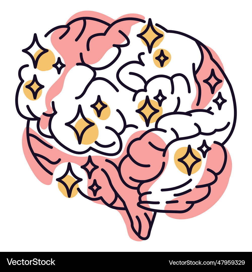 Brain sparkle color stroke Royalty Free Vector Image