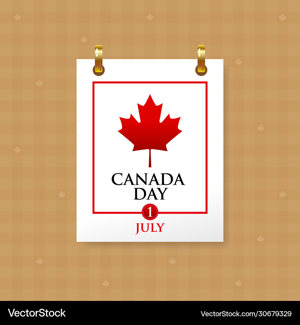 Calendar with date july 1 and a red maple Vector Image