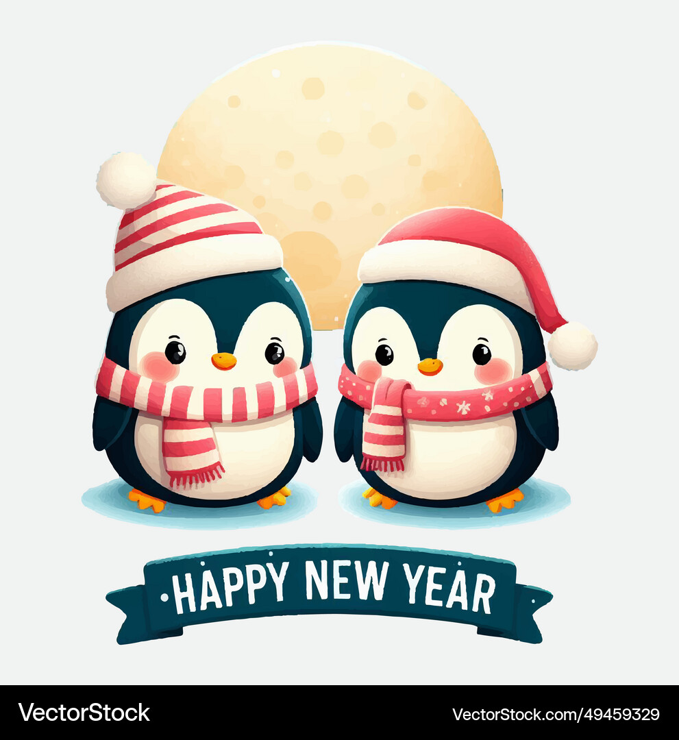 Christmas penguins new year file Royalty Free Vector Image