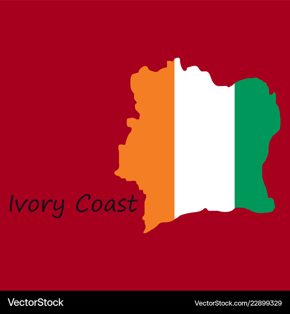 Ivory coast map and flag Royalty Free Vector Image