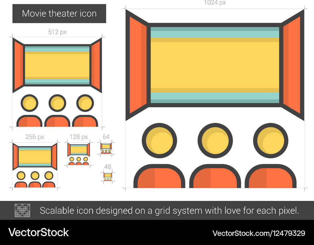 Movie theater line icon Royalty Free Vector Image