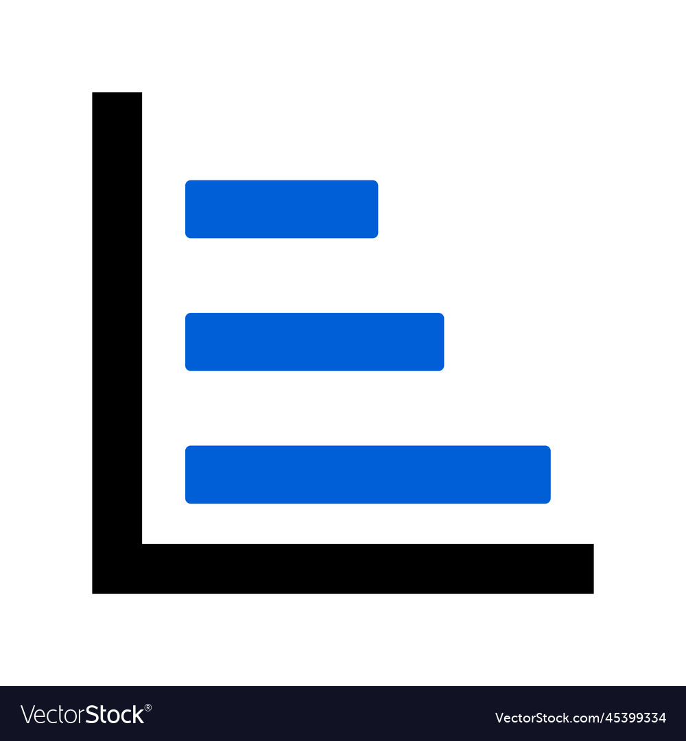 Blue horizontal bar graph icon Royalty Free Vector Image