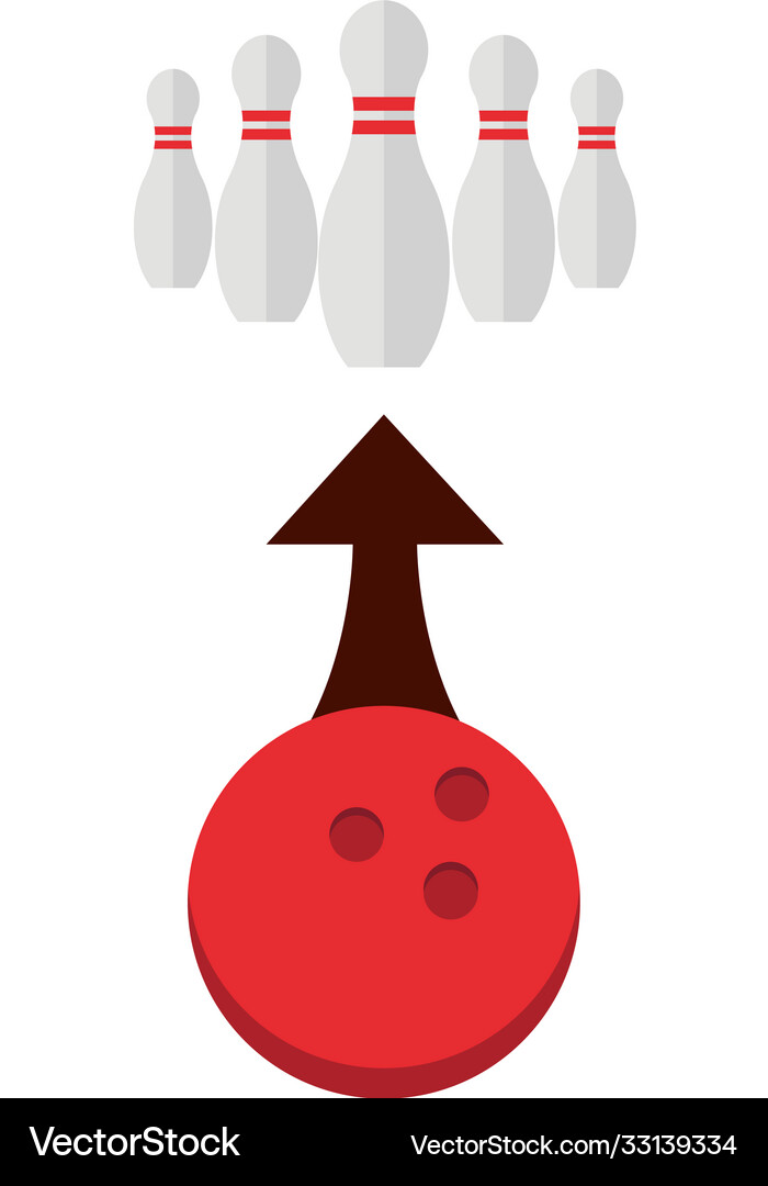 Bowling red ball and pins arrow direction game Vector Image