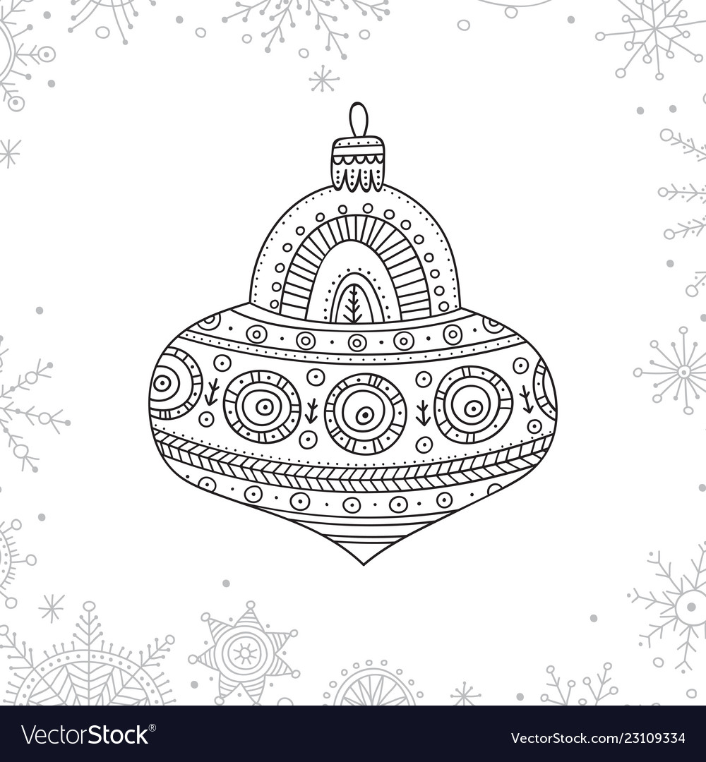Christmas coloring tree decoration bauble Vector Image