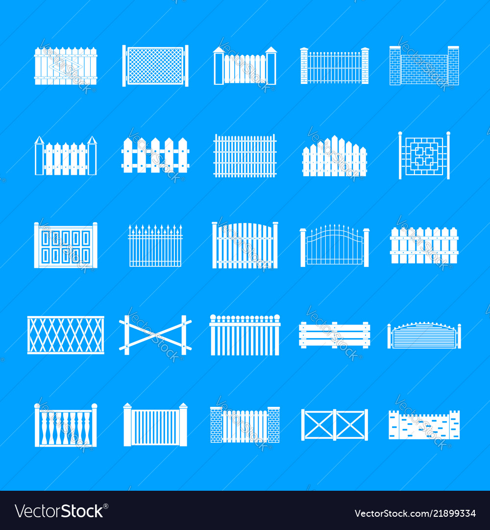 Fence icons set simple style Royalty Free Vector Image