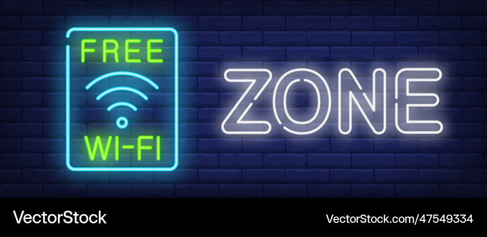 Free wi-fi zone neon sign Royalty Free Vector Image