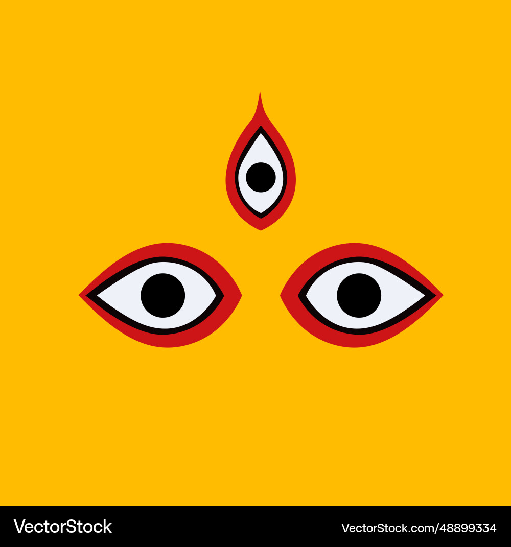 Lord durga eyes icon on yellow colors Royalty Free Vector