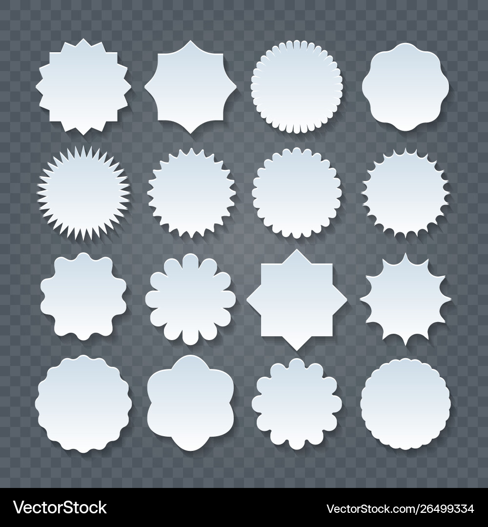 Papercut sticker set on transparent background Vector Image